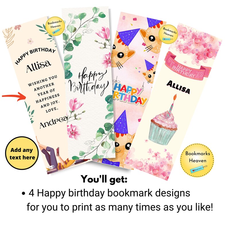 Custom Happy Birthday Bookmark, Personalized Bookmark Name, 21st ...