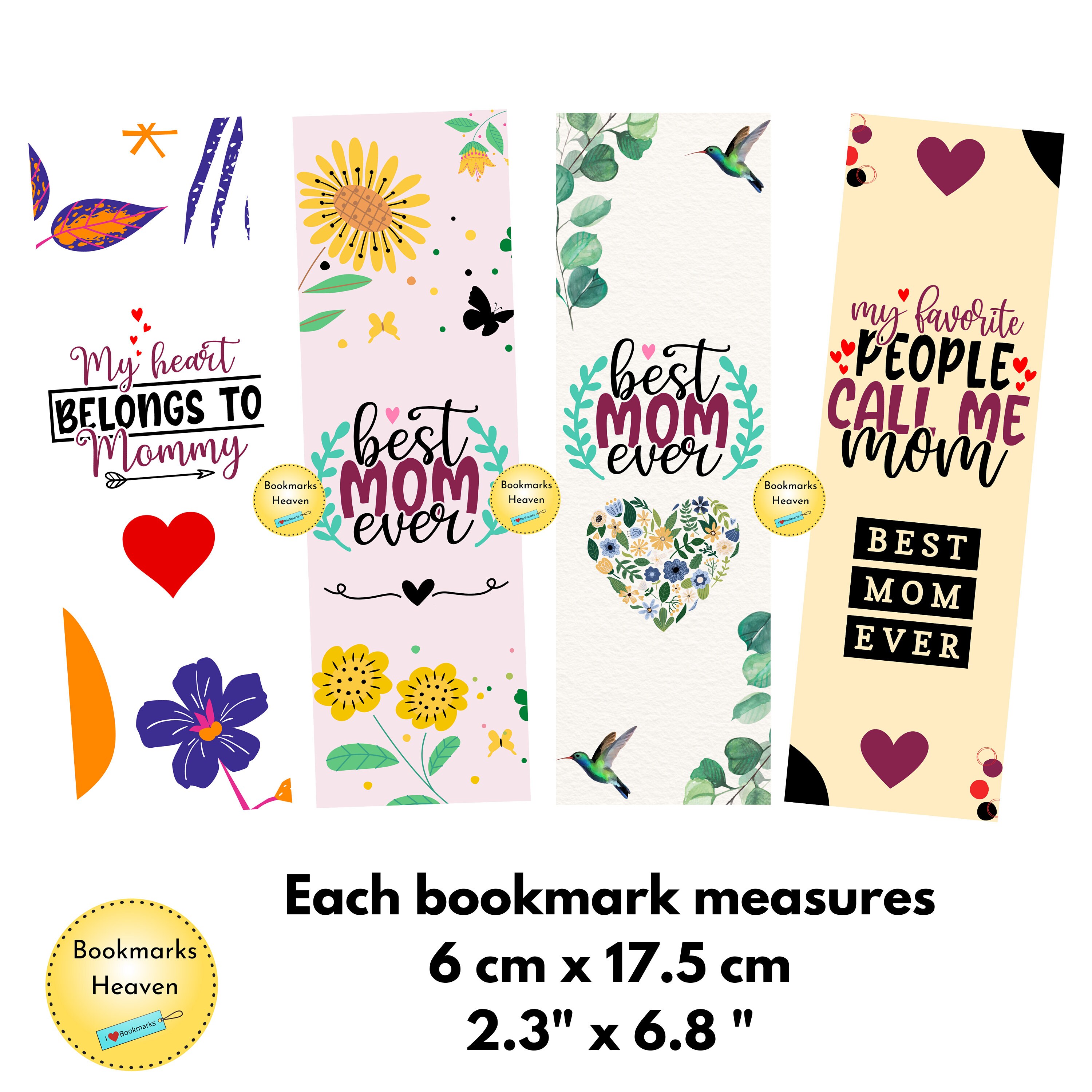 Mothers Day Bookmarks Printable, Bookmark Designs for Mom, Best Mom ...
