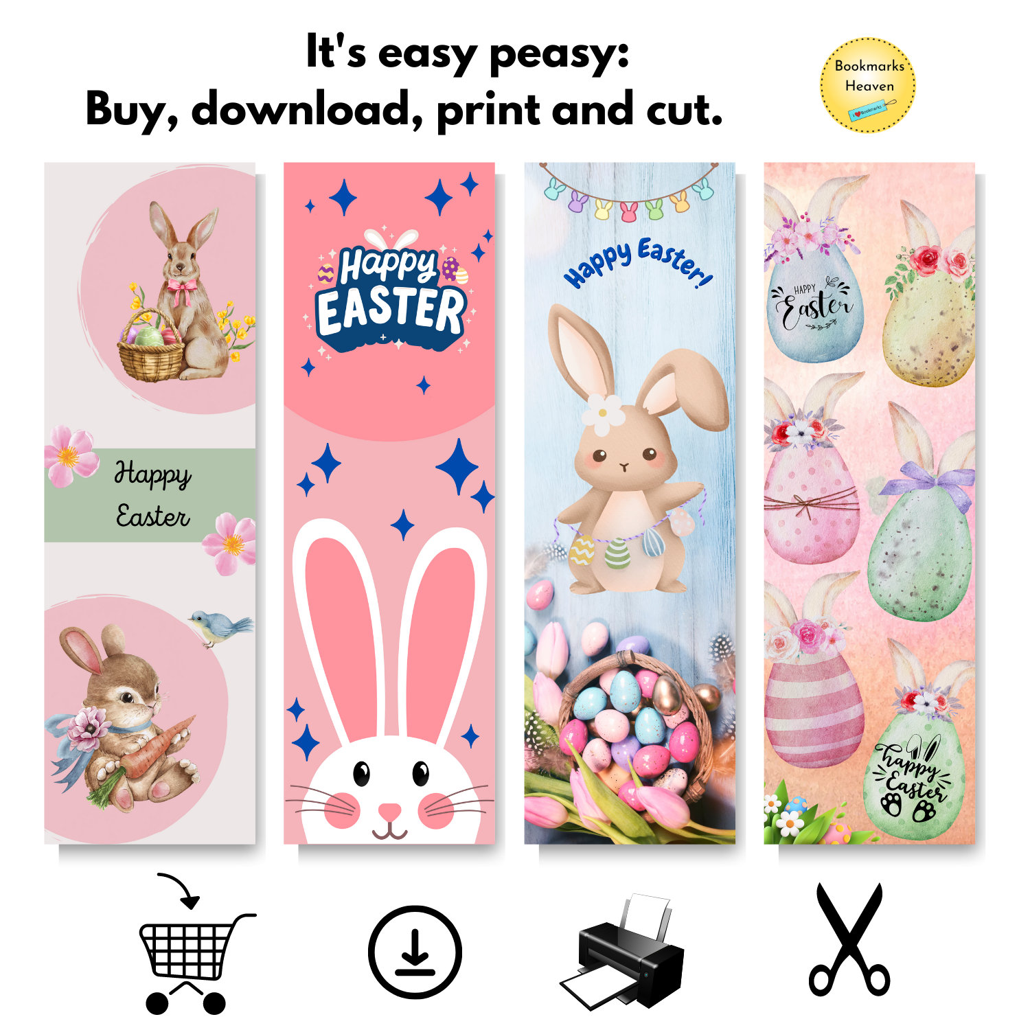Happy Easter Printable Bookmarks for Kids, Easter Bookmarks for Kids ...