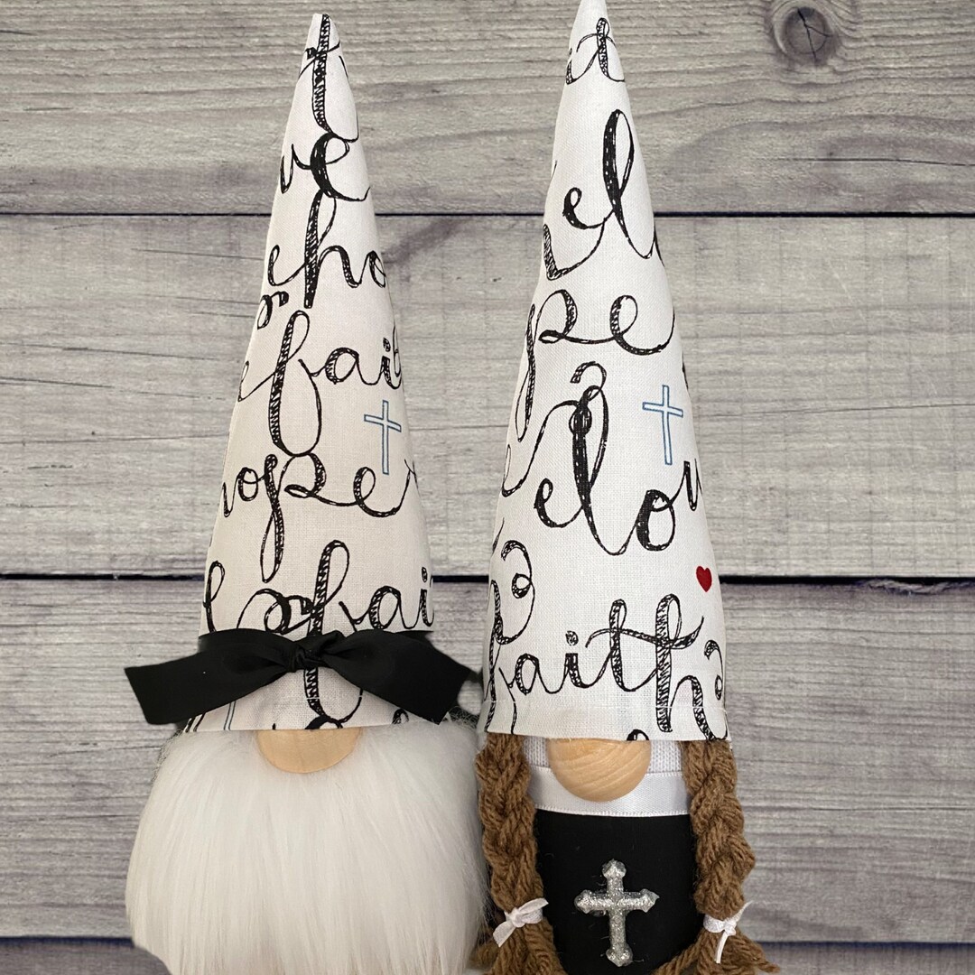 Faith Hope Love Gnomes Couple, Spiritual Gnomes - Etsy