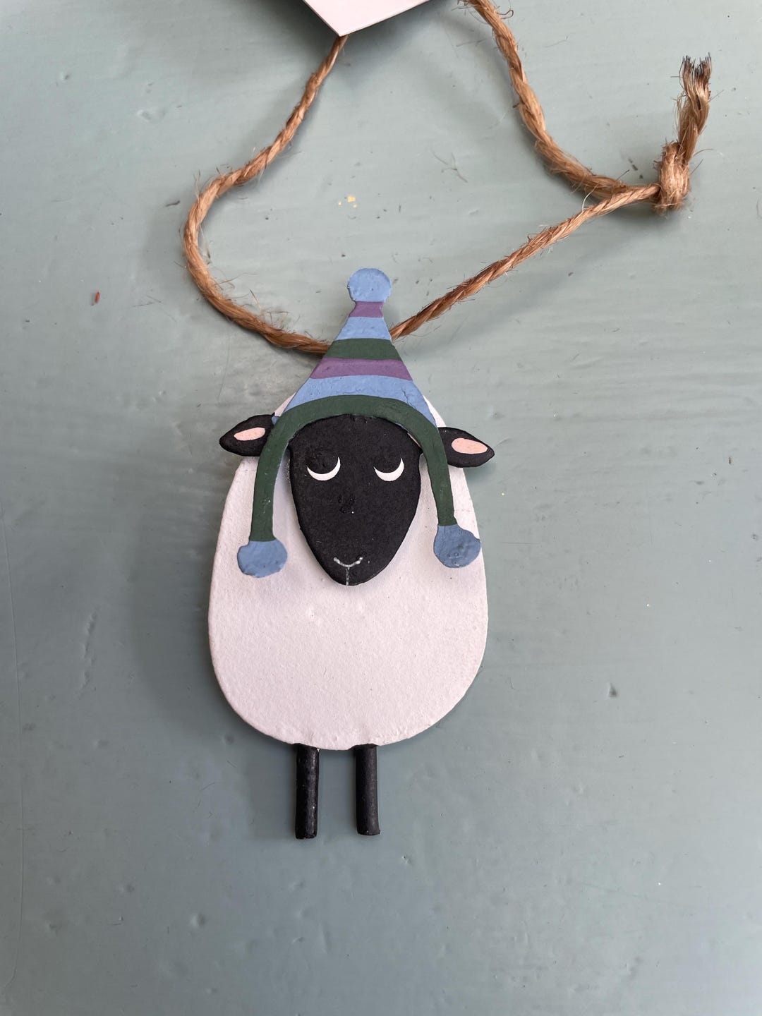 Grumpy Sheep With Hat Hanging Christmas Decoration - Etsy UK