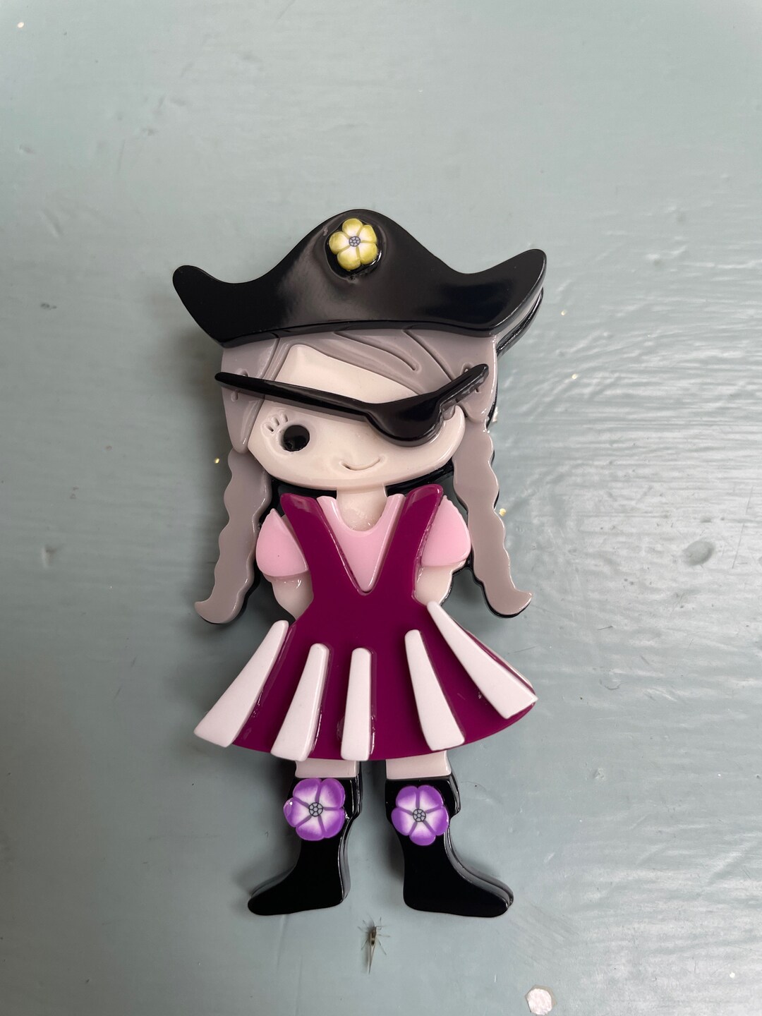 Acrylic Grey Hair Pirate Brooch - Etsy