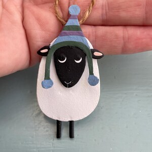Grumpy Sheep With Hat Hanging Christmas Decoration - Etsy UK