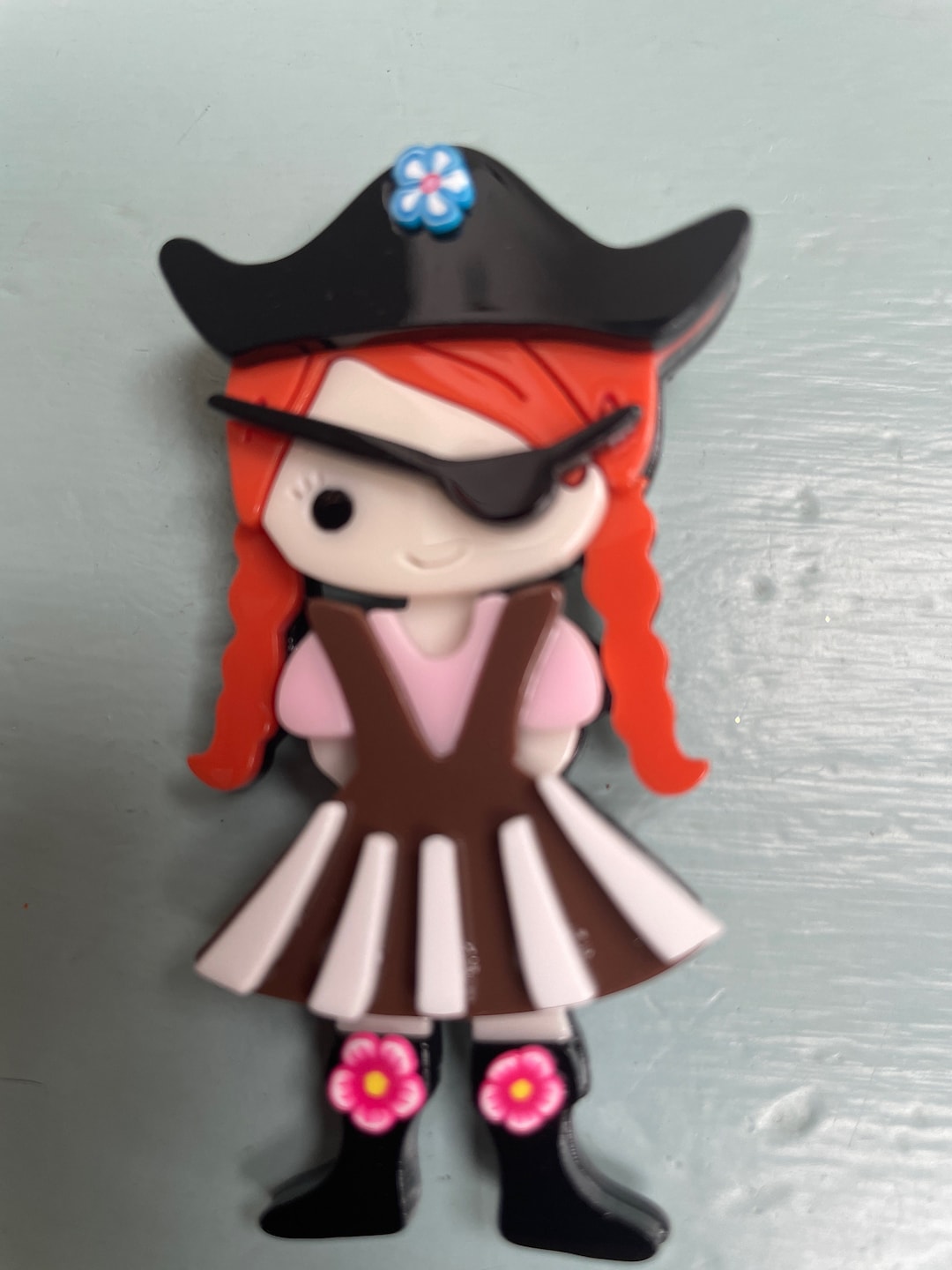 Acrylic Red Hair Pirate Brooch - Etsy
