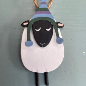 Grumpy Sheep With Hat Hanging Christmas Decoration - Etsy UK