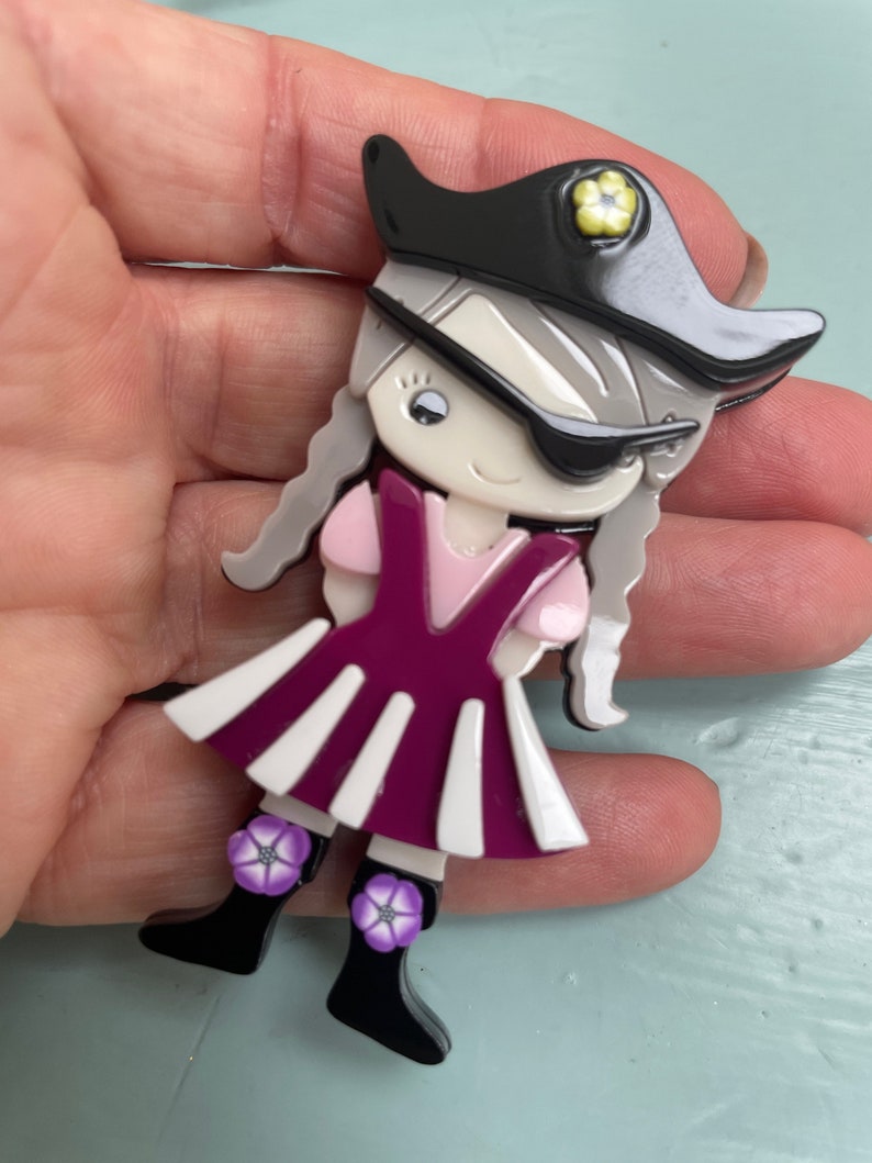 Acrylic Grey Hair Pirate Brooch - Etsy