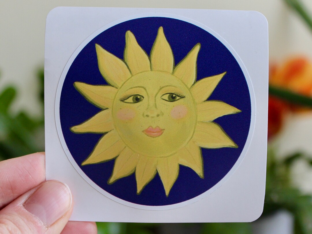 Retro Celestial Sun Vinyl Sticker - Etsy