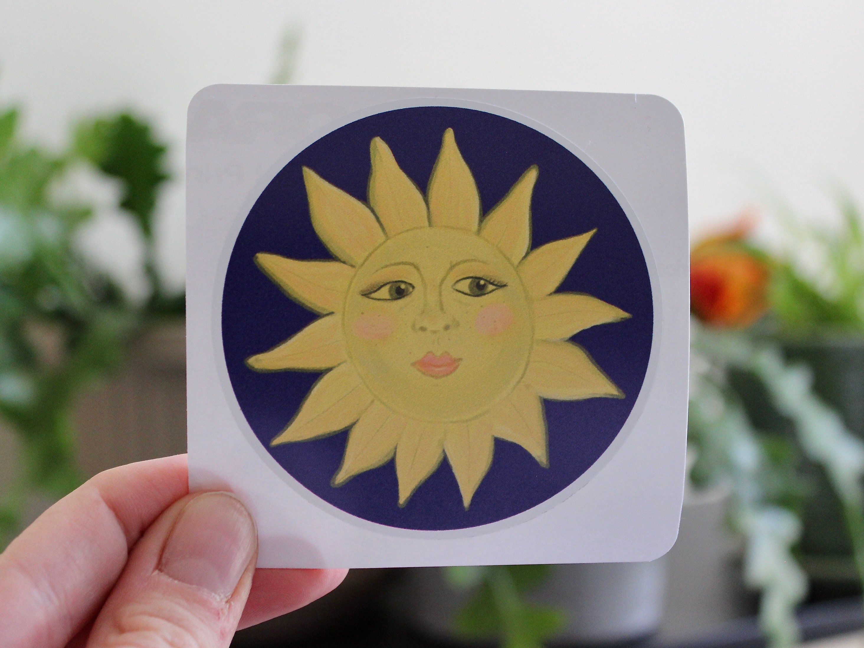 Retro Celestial Sun Vinyl Sticker - Etsy