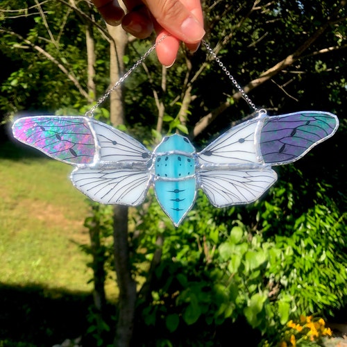 Iridescent Stained Glass Cicada Insect Wing Suncatcher - Etsy