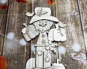 DIY Scarecrow Kit Fall Decor Unfinished Wood Kit Paint It Yourself ...
