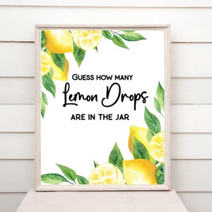 Lemon Themed "guess How Many Lemon Drops Are in the Jar" Sign 8 X 10 ...