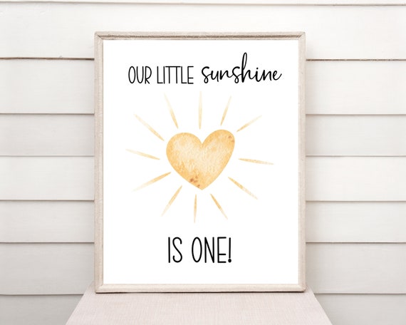 Our Little SUNSHINE is ONE Printable 8x10 Sign First Trip - Etsy