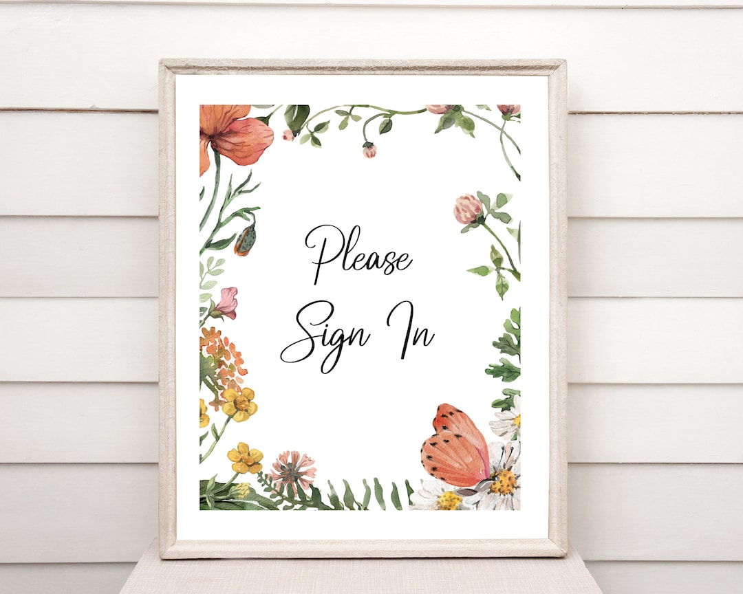 Wildflower Themed "please Sign In" Printable Sign 8X10 Wild Flower ...
