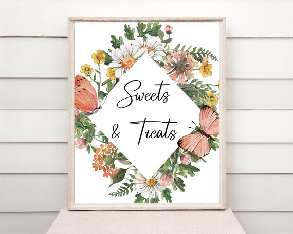 Wildflower Themed Party sweets and Treats Sign | Etsy