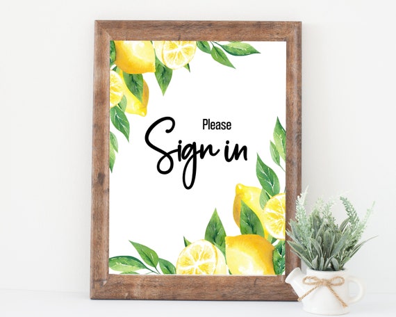 Lemon Themed please Sign In 8X10 Downloadable Sign - Etsy