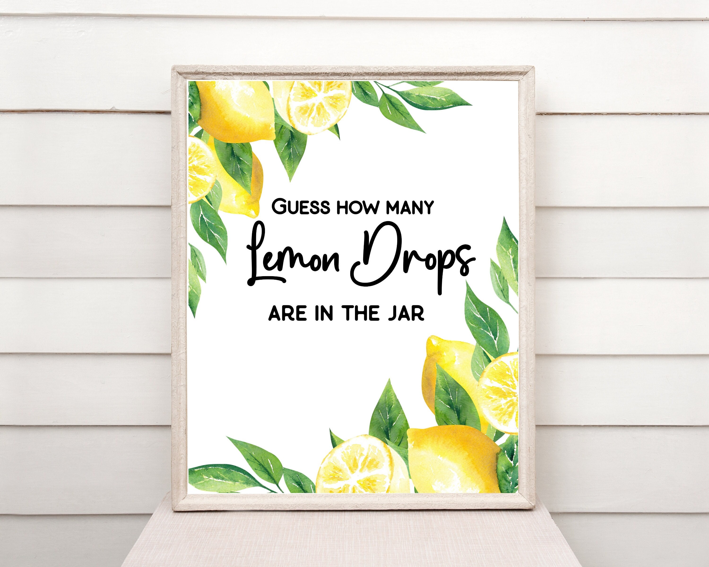 Lemon Themed "guess How Many Lemon Drops Are in the Jar" Sign 8 X 10 ...