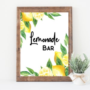 Lemon Themed "lemonade Bar" Sign 8 X 10 Digital Download - Etsy