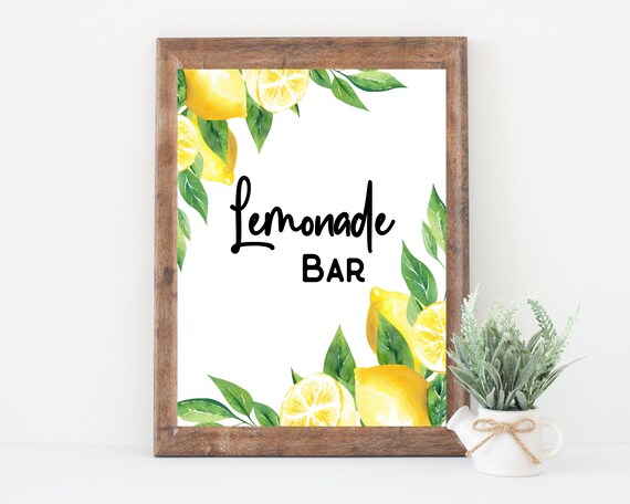 Lemon Themed lemonade Bar Sign 8 X 10 Digital | Etsy