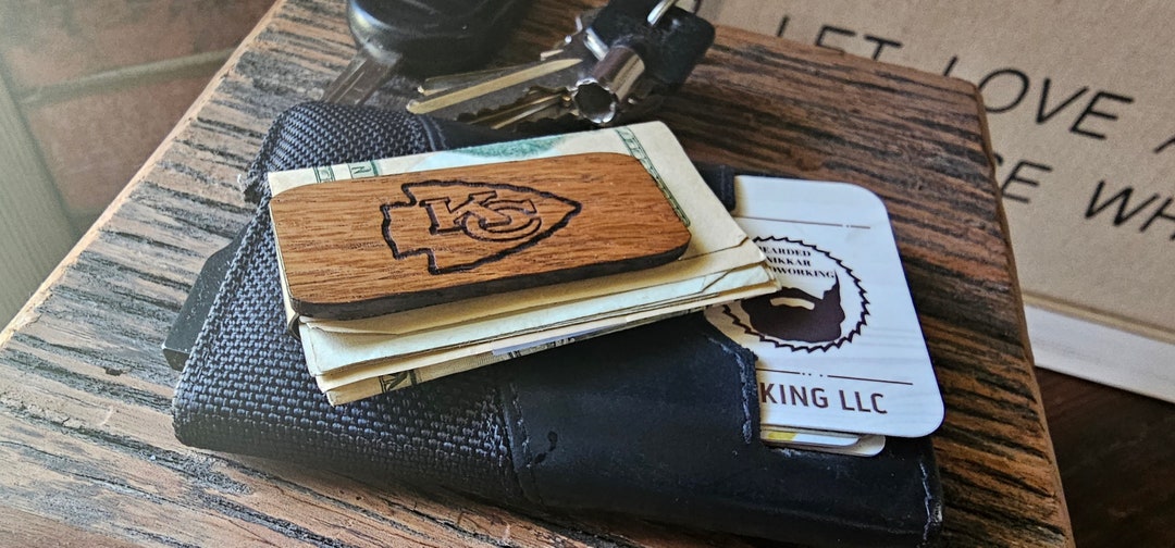 Mens Wood Money Clip/ Kc Chiefs Moneyclip/ Custom Rustic Wallet/man's ...