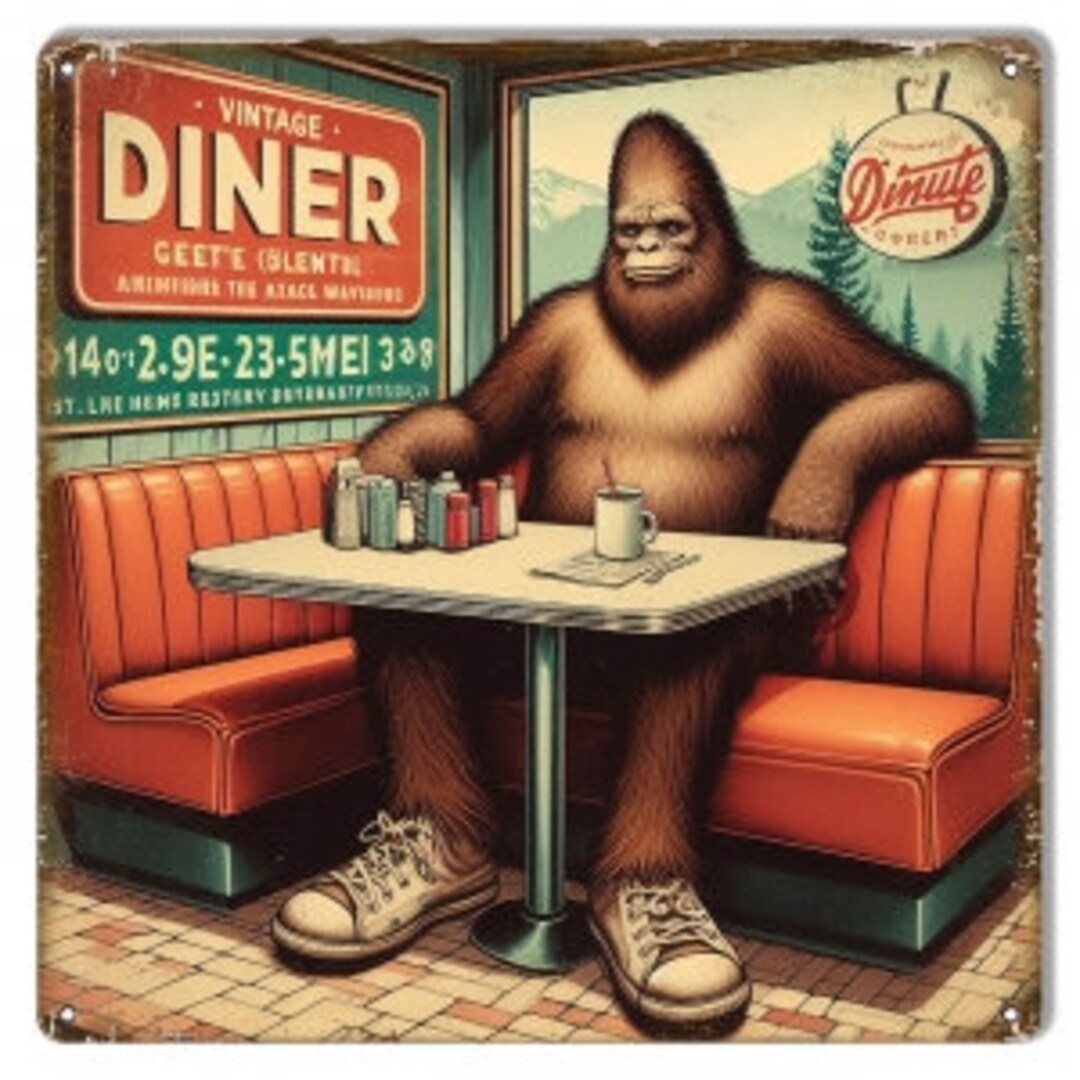 Big Foot at Diner 12"x12" Steel Sign - Etsy