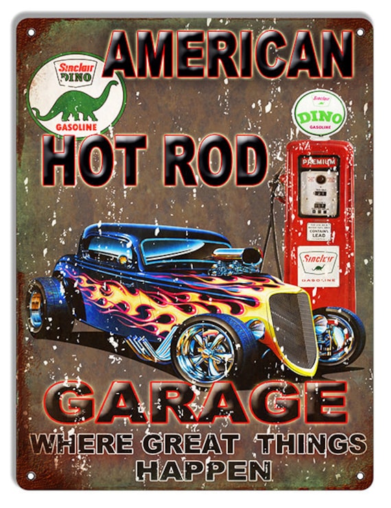 American Hot Rod Garage Metal Sign 9x12 | Etsy