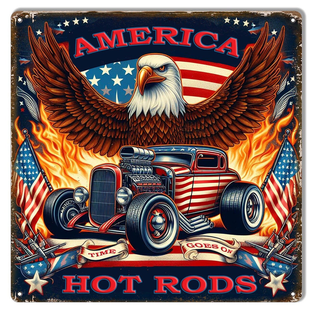 America Hot Rod 12x12 Metal Sign - Etsy