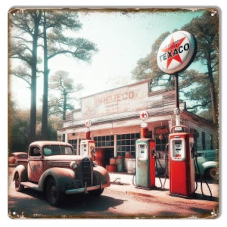 Old Truck at Texaco 12x12 Metal Sign - Etsy