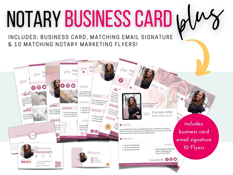 Notary Business Card Template Plus ... Matching Email - Etsy