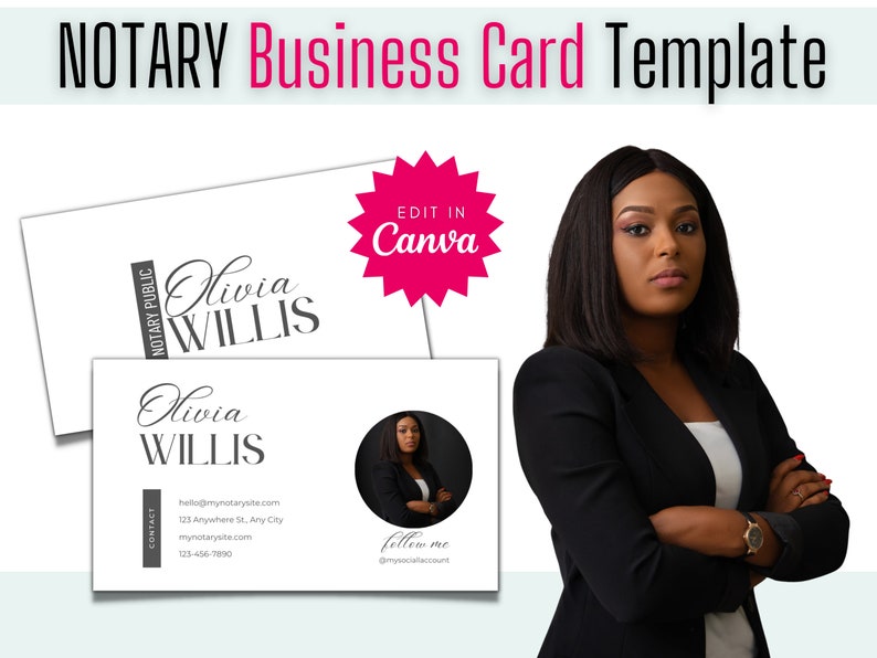 Notary Business Card Template Notary Notary Public Notary Signing Agent ...