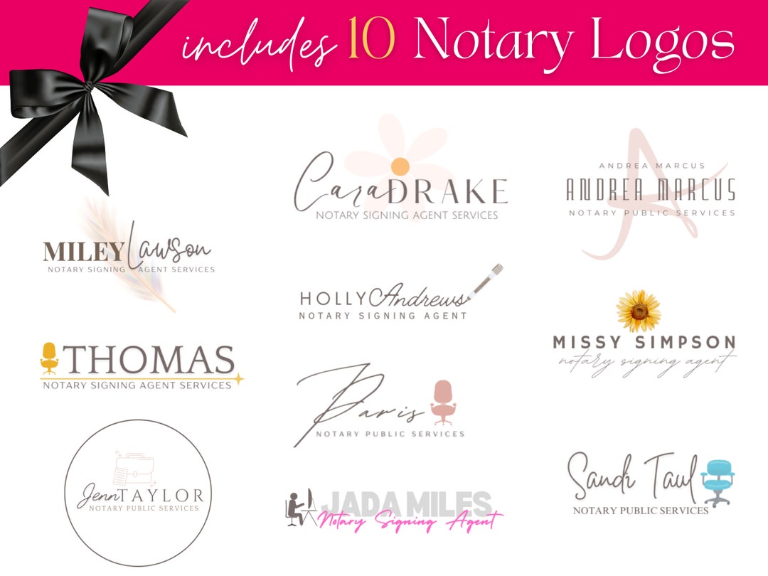 Notary Logo Bundle of 10 | Notary Public Logos | Notary | Notary ...