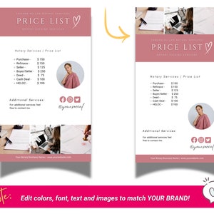 Notary Price List Template Customizable Price List for Notary Public ...