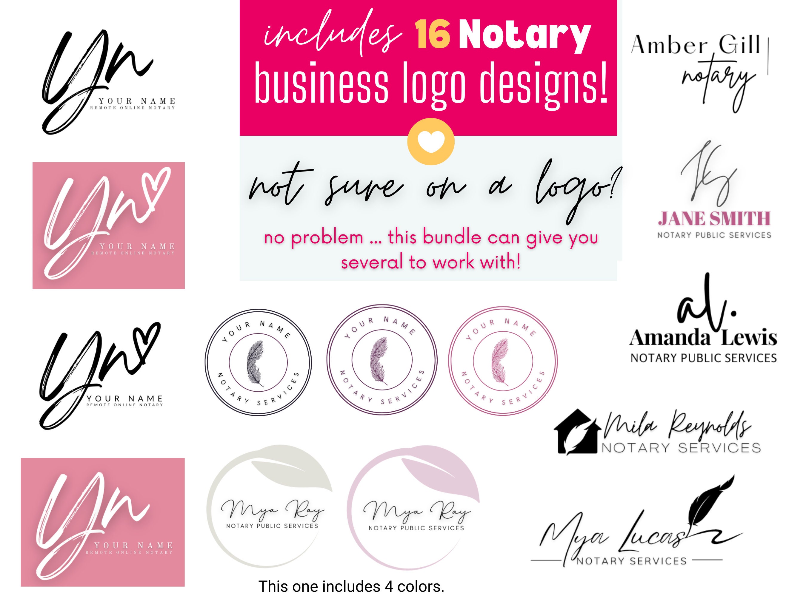 Notary Logo Bundle Notary Public Logos Notary Notary Signing Agent RON ...