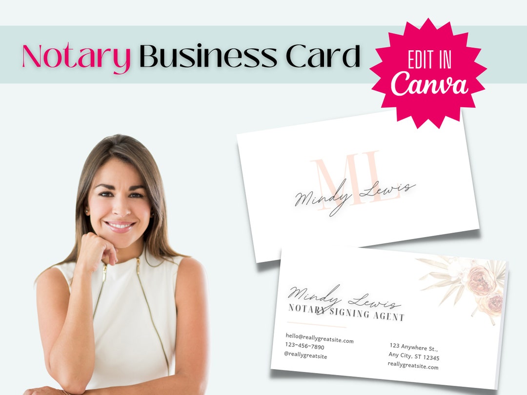 Notary Business Card Template Notary Notary Public - Etsy