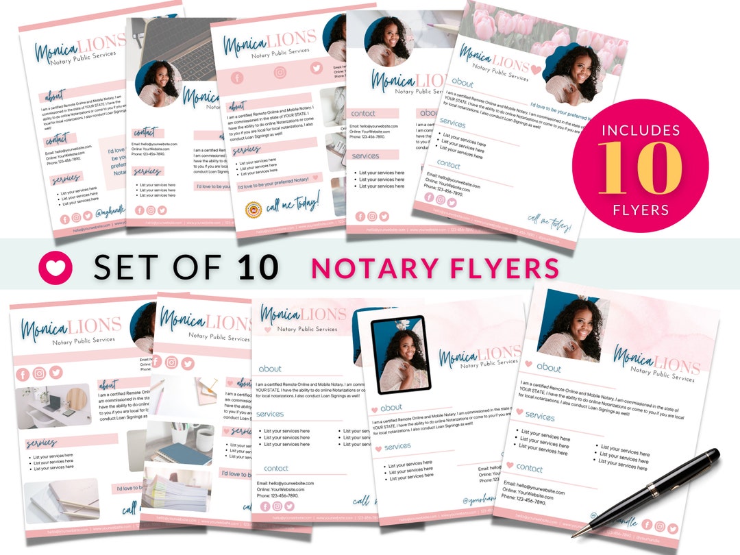 Set of 10 Notary Flyers Notary Flyer Editable Notary Flyer Notary ...