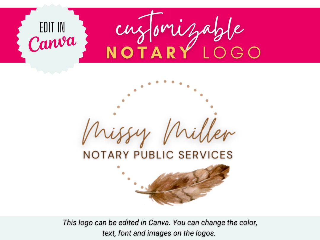 Logo Design for Notary Notary Business Logo Editable Notary Logo Notary ...