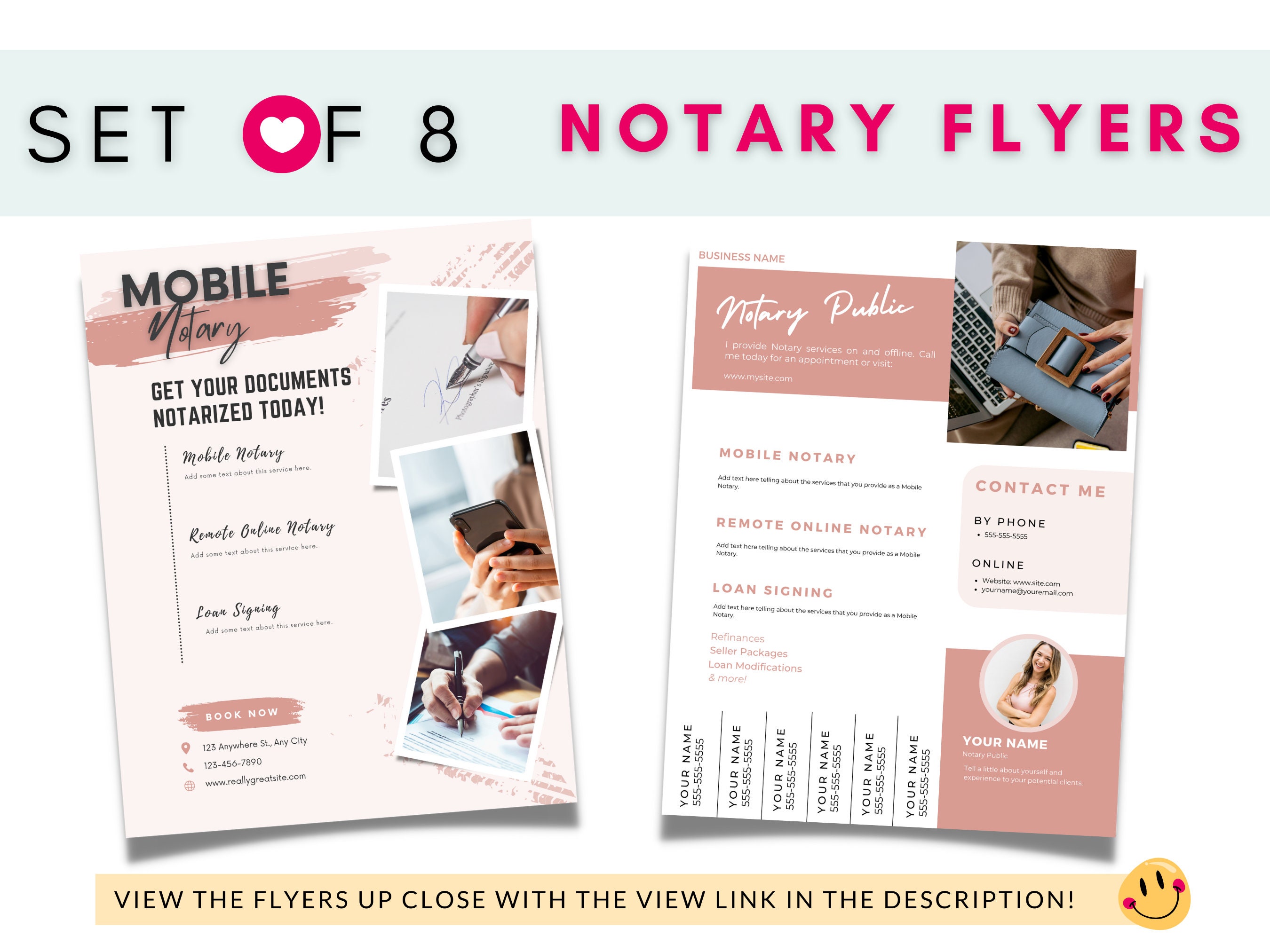 Notary Marketing Flyers Bundle of 8 Notary Templates Notary Notary ...
