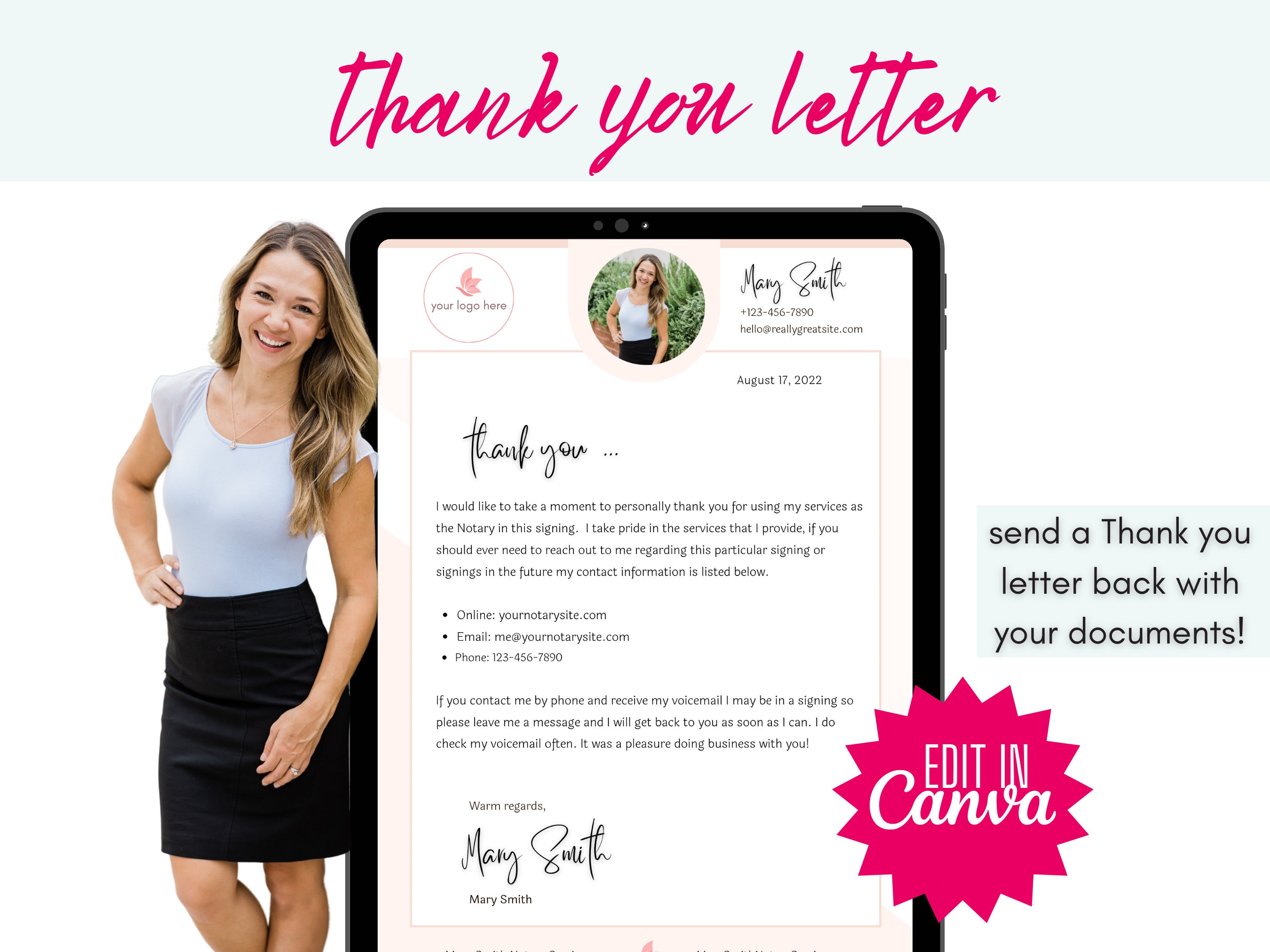 Notary Thank You Letter Notary Printable Notary Tools Notary Notary ...