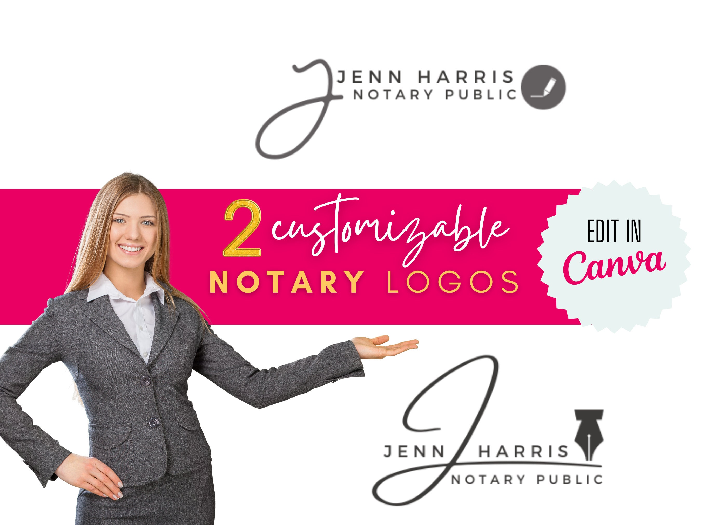 Logo Design for Notary Notary Business Logo Editable Notary Logo Notary ...