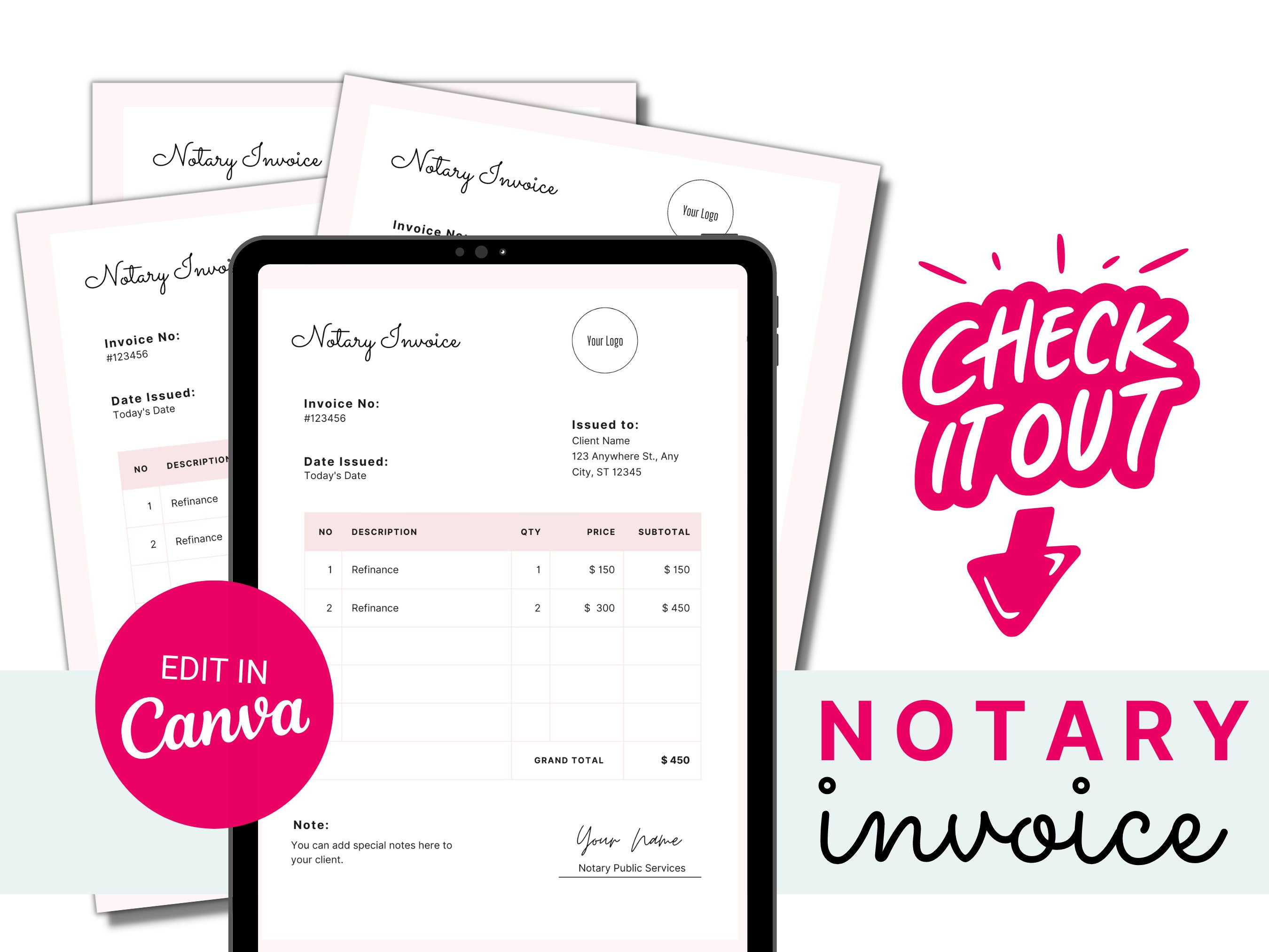Notary Invoice Editable Notary Invoice Notary Marketing Flyer Notary ...