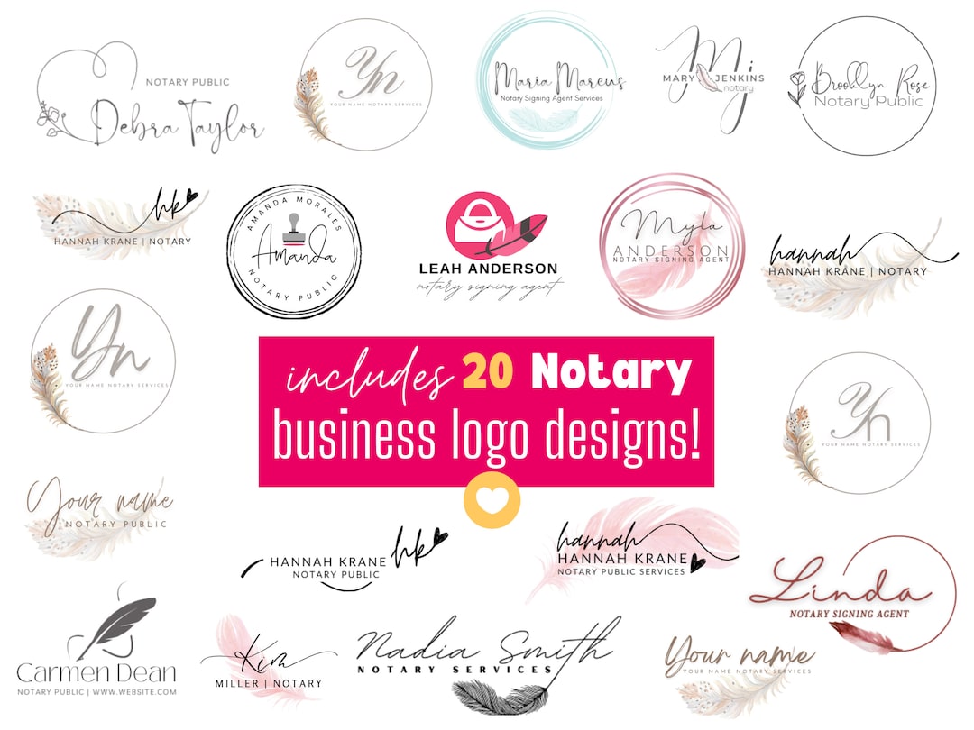 20 Notary Business Logo Designs: Editable Templates - Etsy