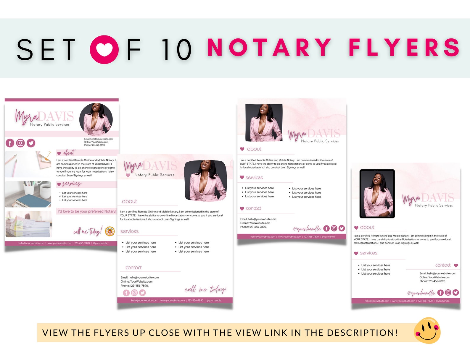 Set of 10 Notary Flyers Notary Flyer Editable Notary Flyer Notary ...