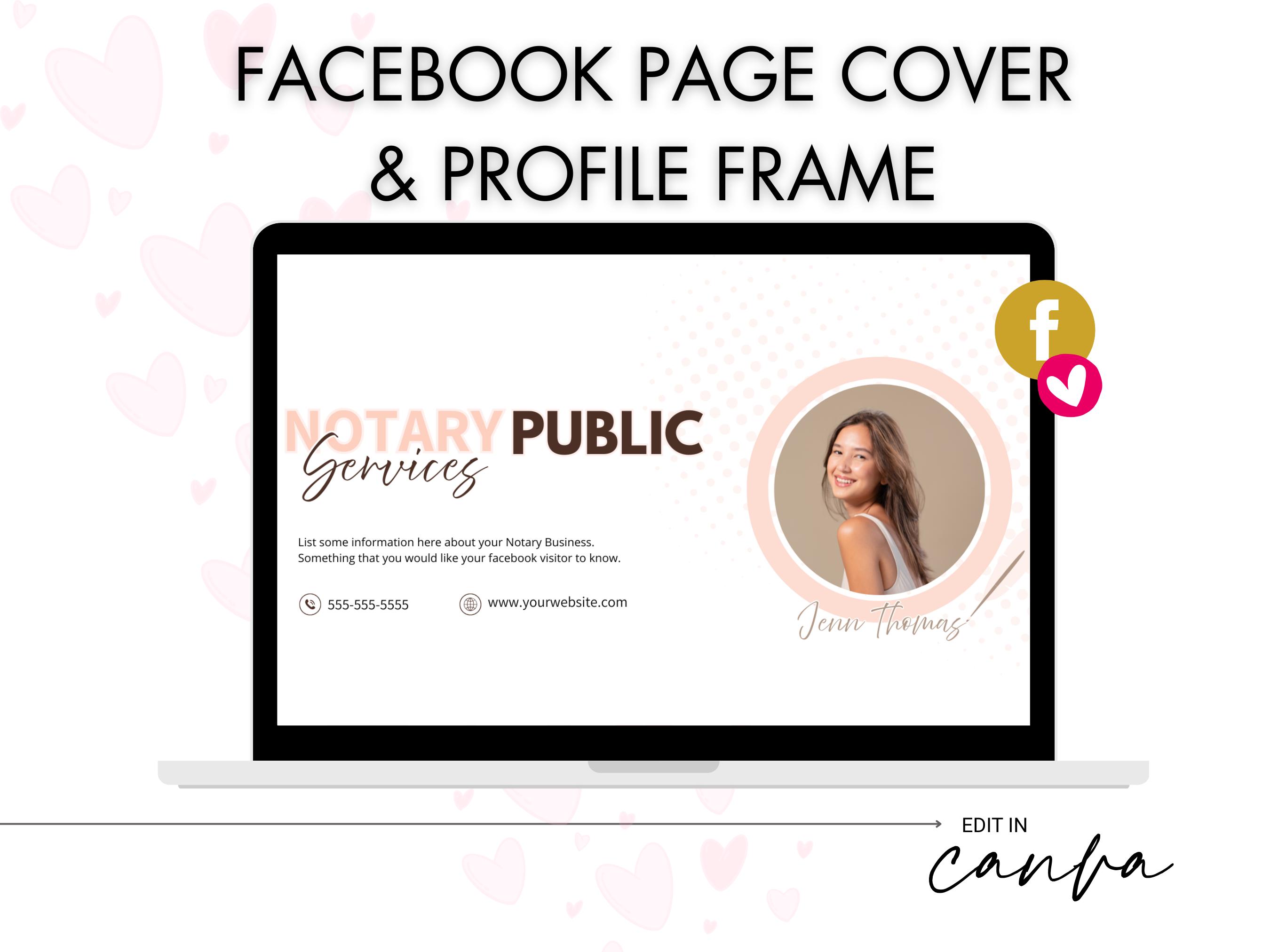 Editable Notary Facebook Business Cover & Profile Frame (PDF) - Etsy