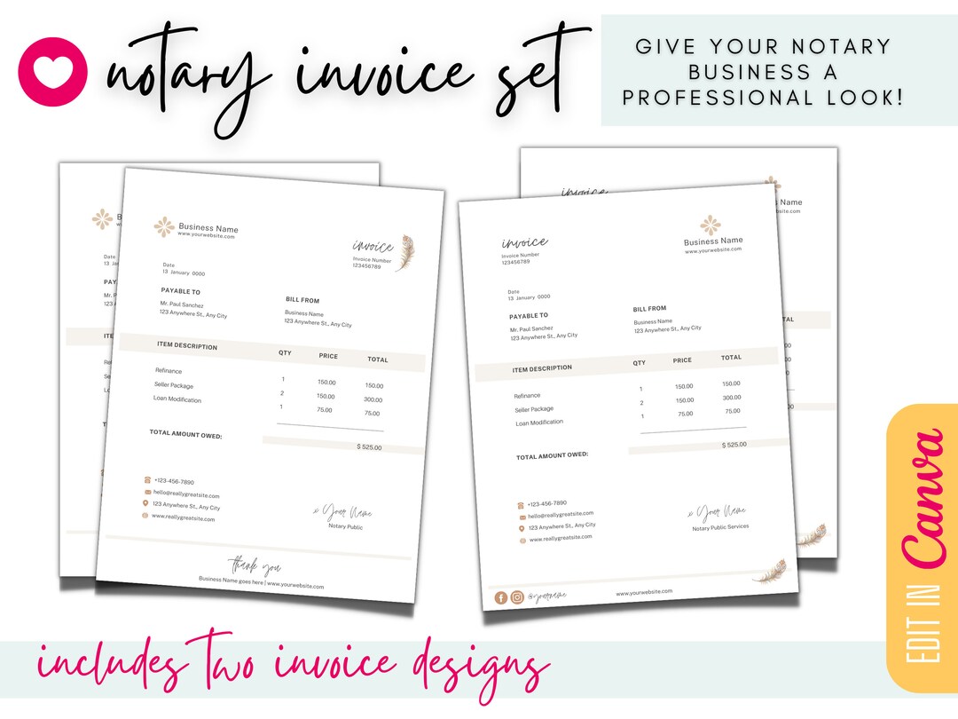 Notary Invoice| Editable Notary Invoice | Notary Marketing Flyer ...