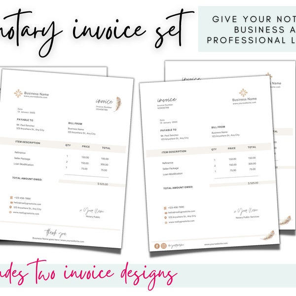 Notary Signing Agent Invoice - Etsy