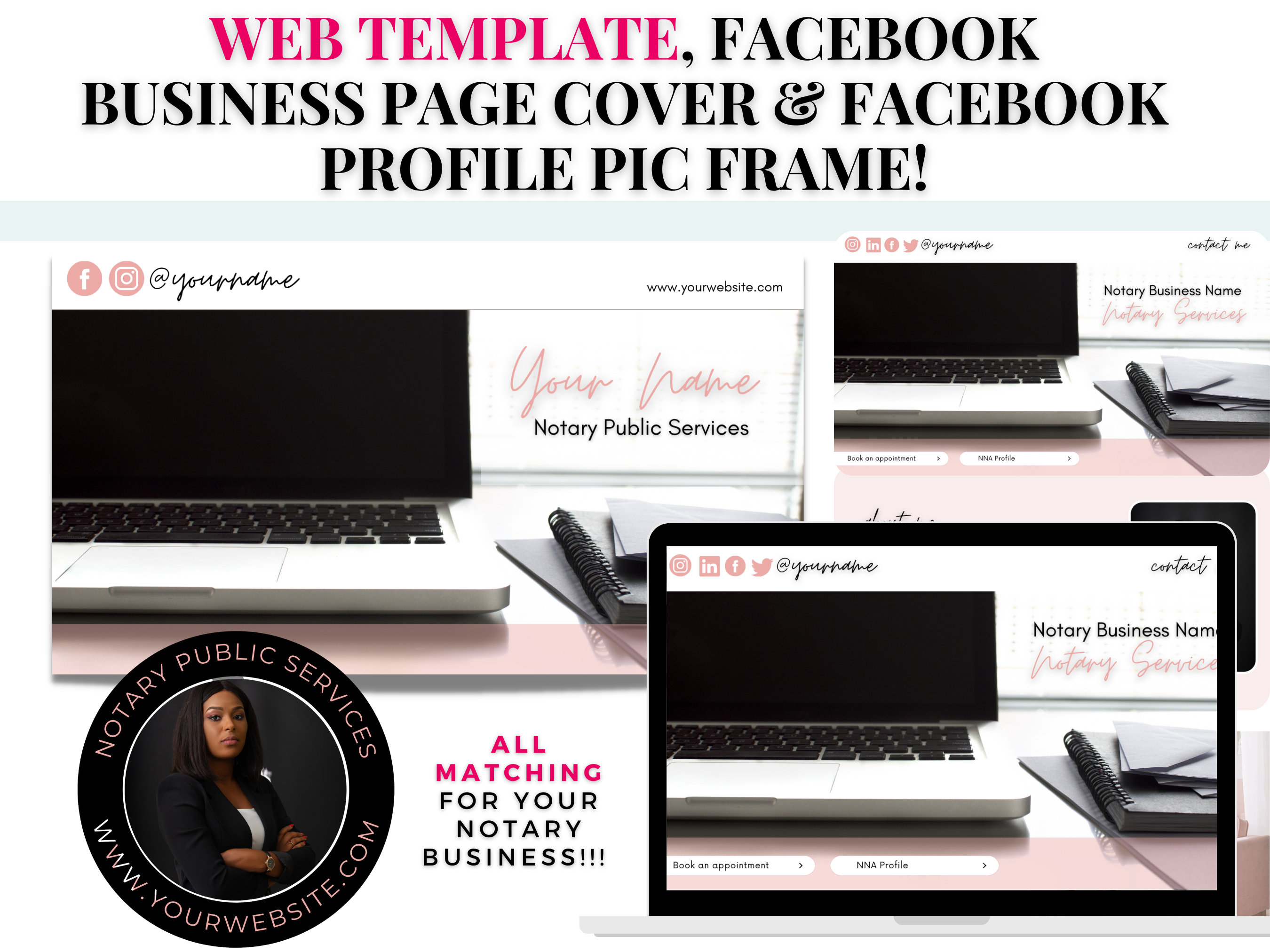 Editable Notary Facebook Business Page Cover and Matching Profile ...