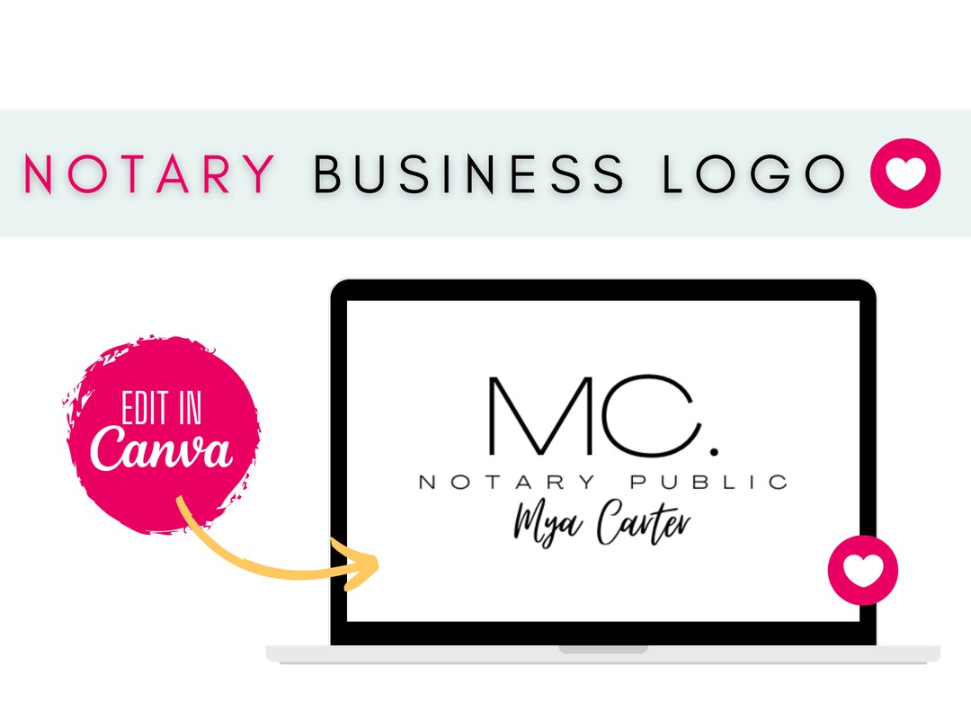 Logo Design for Notary Notary Business Logo Editable - Etsy