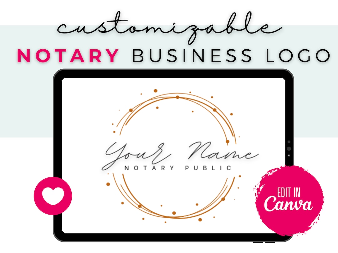 Logo Design for Notary Notary Business Logo Editable Notary Logo Notary ...