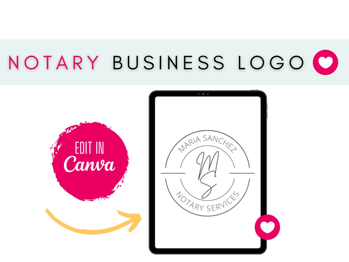 Logo Design for Notary Notary Business Logo Editable - Etsy