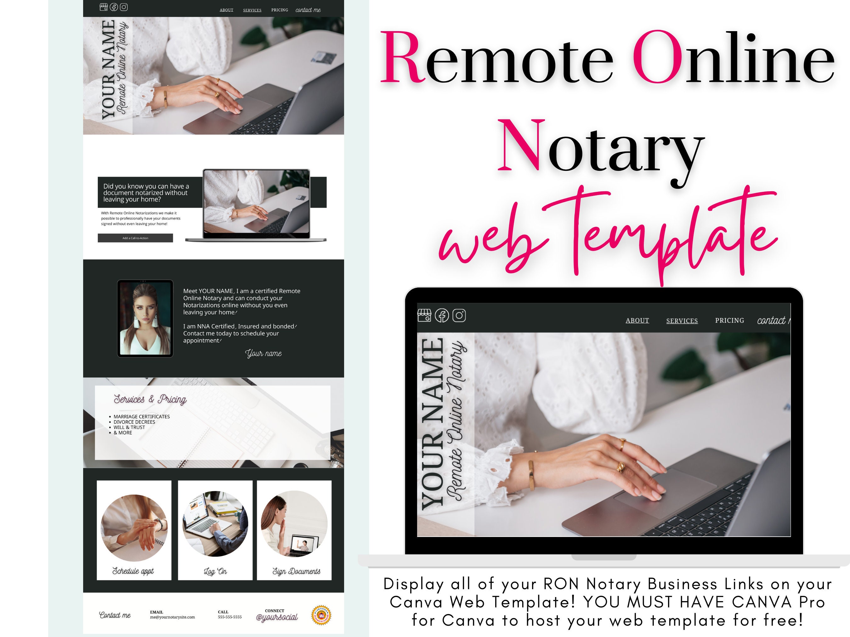 Notary Web Template Canva Web Template Notary Business - Etsy