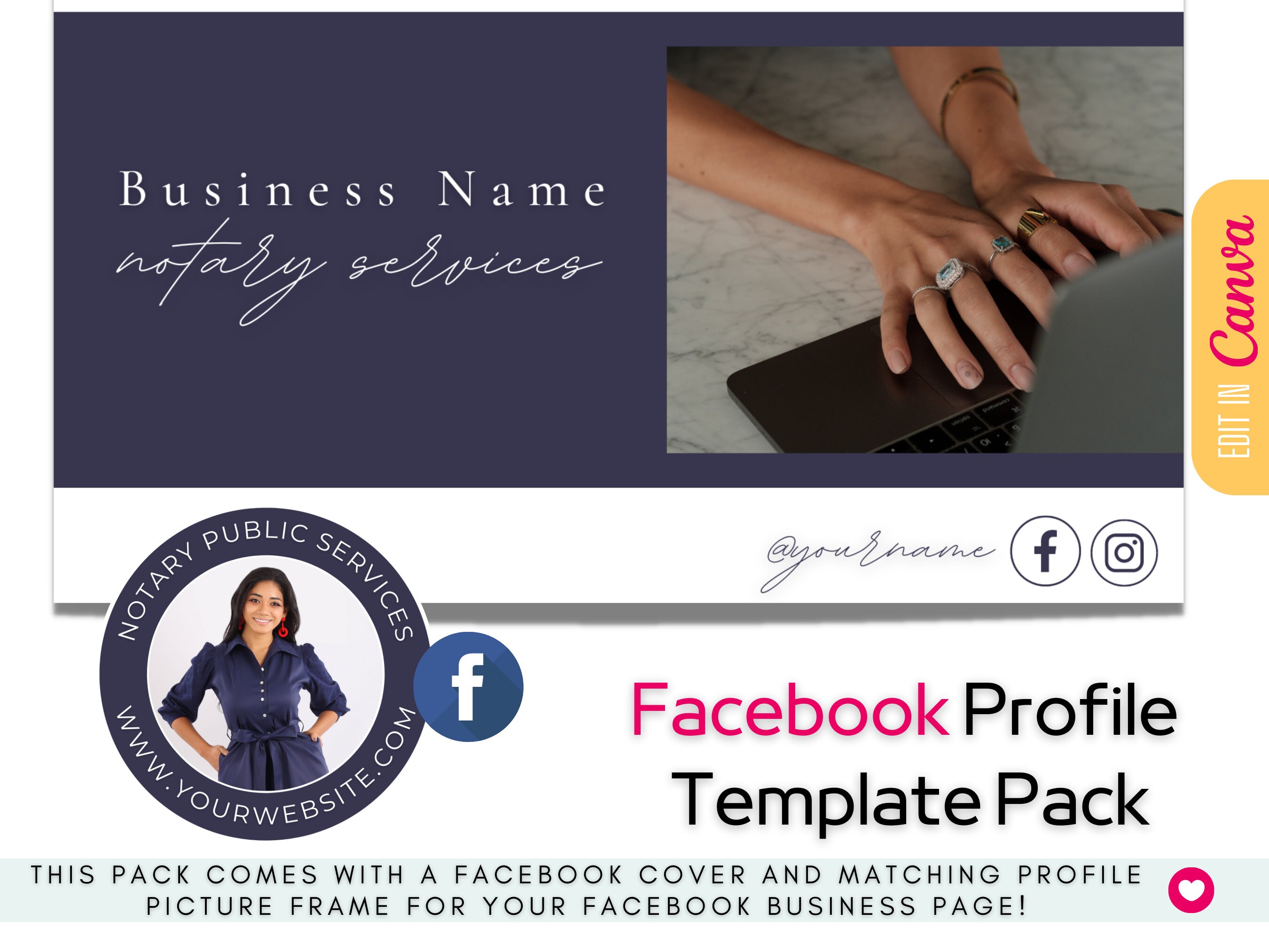 Editable Notary Facebook Business Page Cover and Matching Profile ...